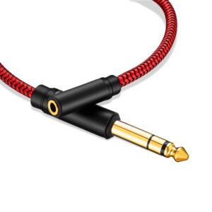 werpower 25ft 6.35mm to 3.5mm headphones adapter, universal stereo extension cable for amplifiers, guitar amp, piano, home theater devices, mixing console