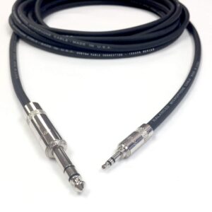 15 Foot Pro Audio 1/4 inch (6.35mm) TRS to 1/8 inch (3.5mm) TRS Balanced Cable by Custom Cable Connection