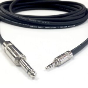 15 Foot Pro Audio 1/4 inch (6.35mm) TRS to 1/8 inch (3.5mm) TRS Balanced Cable by Custom Cable Connection