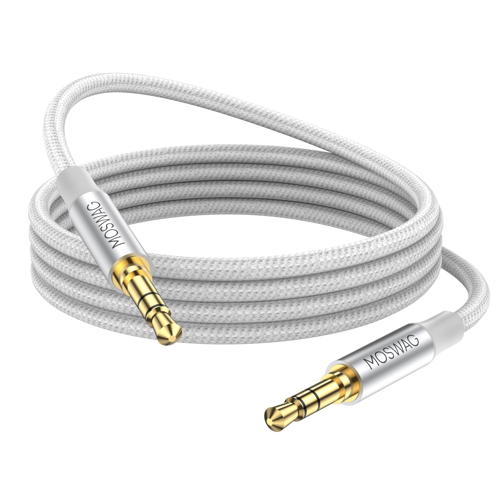 MOSWAG 16.4FT/5Meter 3.5mm Audio Aux Jack Cable to 3.5mm Aux Cable Male to Male Aux Cord Nylon Braided Stereo Jack Cord for Phones,Headphones,Speakers,Tablets,PCs,Music Players and More