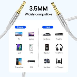 MOSWAG 16.4FT/5Meter 3.5mm Audio Aux Jack Cable to 3.5mm Aux Cable Male to Male Aux Cord Nylon Braided Stereo Jack Cord for Phones,Headphones,Speakers,Tablets,PCs,Music Players and More