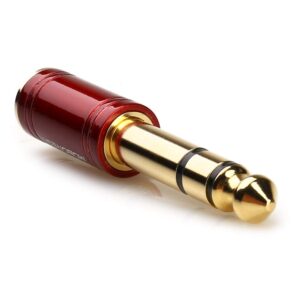 MOBOREST 3.5mm M to 6.35mm F Stereo Pure Copper Adapter, 1/8 Inch Plug Male to 1/4 Inch Jack Female Stereo Adapter, Can be Used Conversion Headphone adapte, amp adapte, RED 2PCS