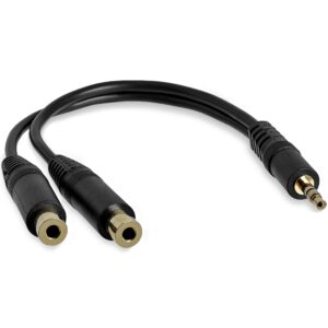 startech.com 6 in. 3.5mm audio splitter cable - stereo splitter cable - gold terminals - 3.5mm male to 2x 3.5mm female - headphone splitter (muy1mff),black