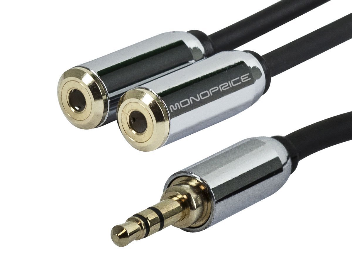 Monoprice 6-Inch 3.5mm Stereo Splitter for Mobile - Retail Packaging