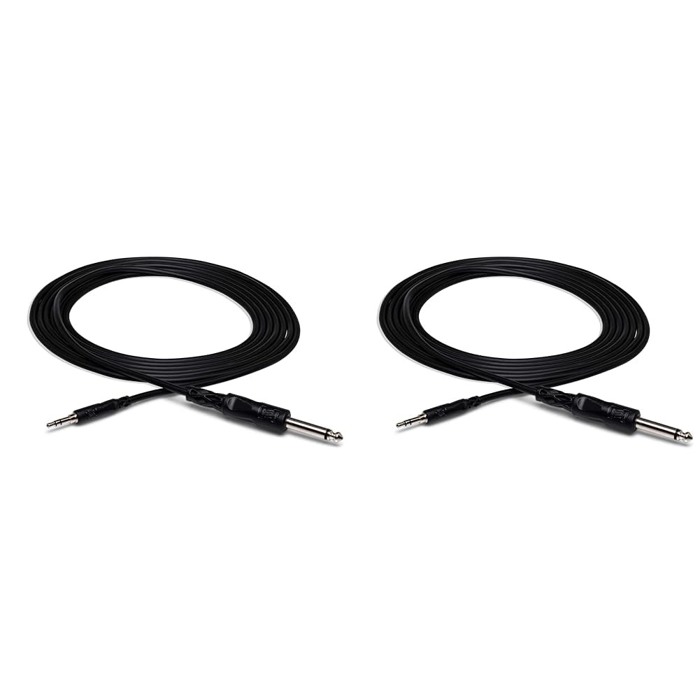 Hosa CMP-103 1/4" TS to 3.5 mm TRS Mono Interconnect Cable, 3 Feet,Black (Pack of 2)