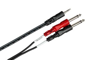 music people cmp159 10 inches speaker cable, y cable 1/8 inch trs to dual 1/4 inch ts cable