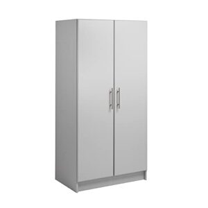 prepac elite 32" storage cabinet closet, light gray storage cabinet, linen cabinet, wardrobe cabinet with hanging rail and shelves 20" d x 32" w x 35" h, gew-3264