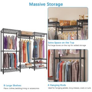 VIPEK V5C Portable Clothes Closet Wardrobe Bedroom Armoires Heavy Duty Covered Clothes Rack, Black Metal Clothing Rack with Grey Oxford Fabric Cover, Adjustable Custom Closet Rack 70.1"Lx17.3"Wx76.4"H