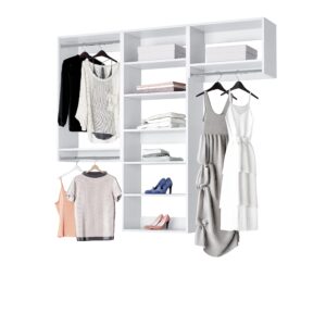 closet kit with hanging rods & shelves - corner closet system - closet shelves - closet organizers and storage shelves (white, 66 inches wide) closet shelving