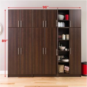 Prepac Elite Functional 6-Piece Garage Cabinets and Storage System Set D, Simplistic Garage Closet Shop Cabinets 16" D x 96" W x 89" H, Espresso, ERSX-1013-6M