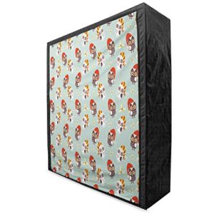 ambesonne christmas portable fabric wardrobe, owls in hats ready for xmas party mistletoe and faded snowflakes yuletide, clothing organizer and storage closet with shelves, 59", multicolor