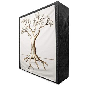 lunarable tree of life portable fabric wardrobe, hand sketch of tree with few leaves branches ready for growth fertile print, clothing organizer and storage closet with shelves, 59", cream brown