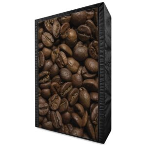 ambesonne coffee portable fabric wardrobe, flavored roasted beans ready for brew fresh drink of mocha for robust breakfast print, clothing organizer and storage closet with shelves, 42.5", brown