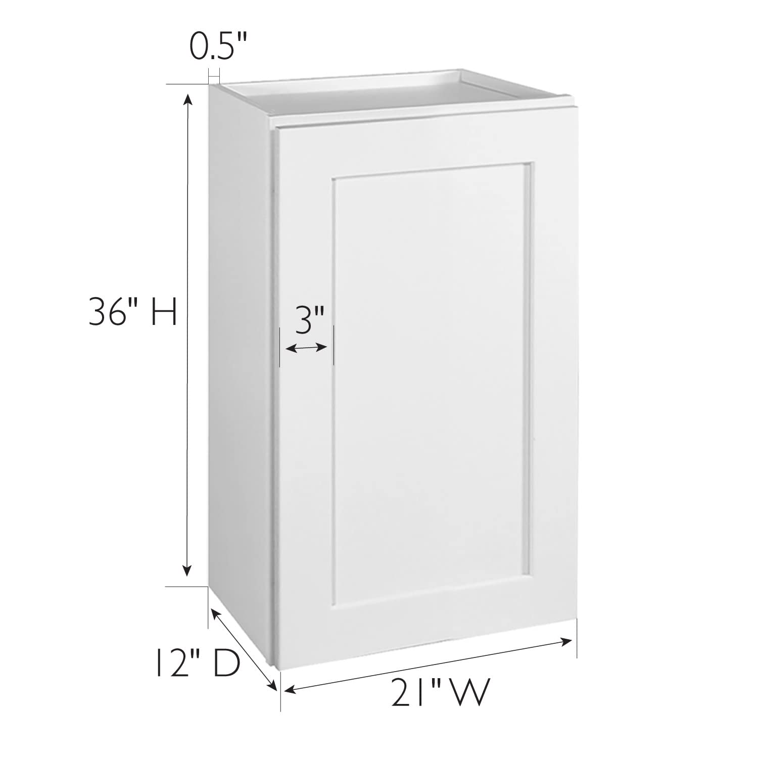 Design House 543124 Brookings Unassembled RTA (Ready-to-Assemble) Shaker Style Wall Kitchen Cabinet, 21x36x12, White