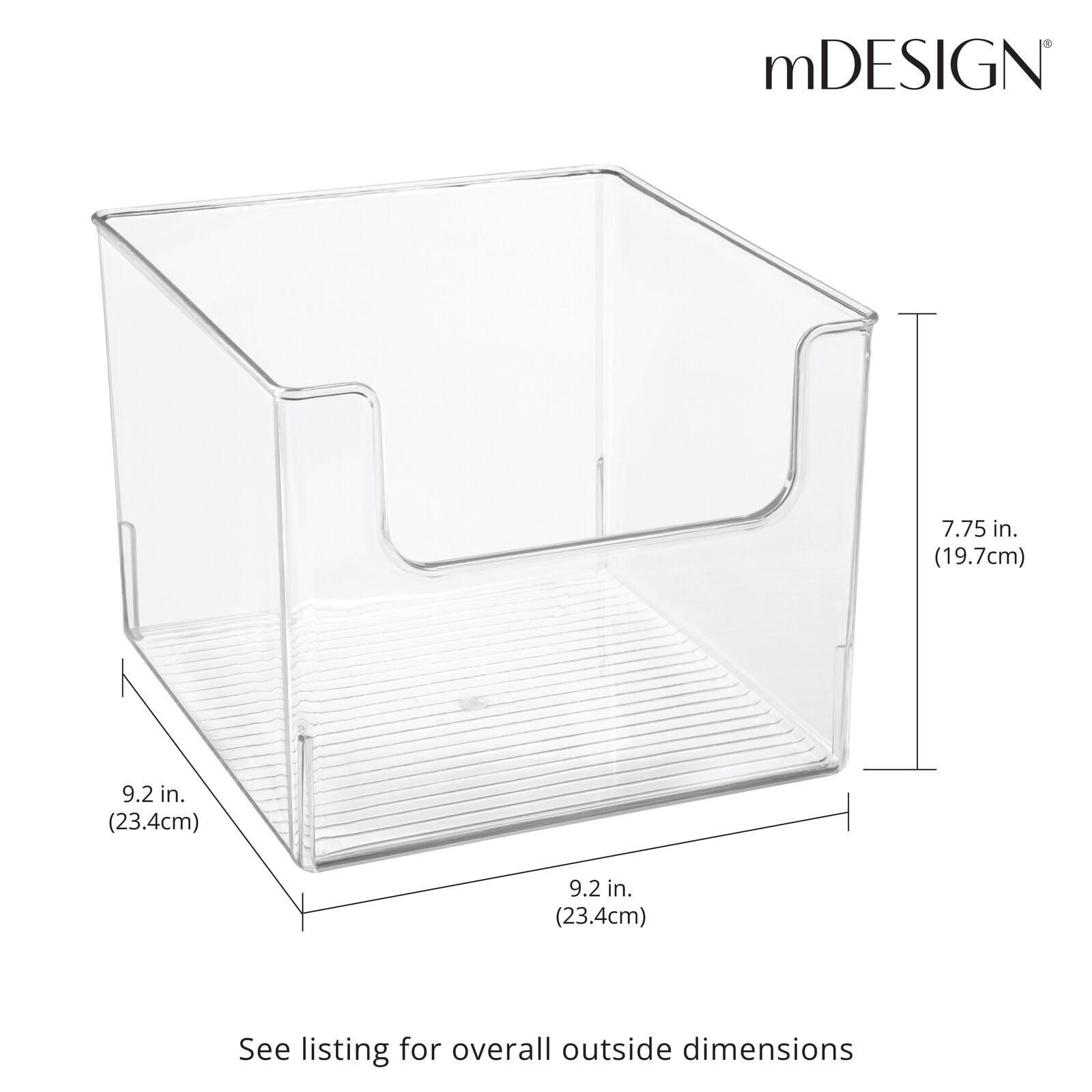 mDesign Modern Plastic Open Front Dip Storage Organizer Bin Basket for Bathroom Organization - Vanity Shelf, Cubby, Cabinet, and Closet Organizing Decor - Ligne Collection - 8 Pack - Clear