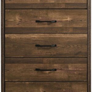 24/7 Shop at Home Camberley Farmhouse 5-Drawer Wood 31 in. Chest, Tall Dresser for Bedroom, Hallway, Nursery, Closets, Walnut Brown