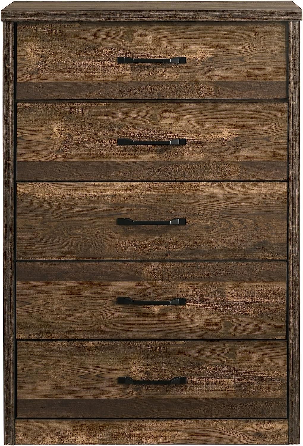 24/7 Shop at Home Camberley Farmhouse 5-Drawer Wood 31 in. Chest, Tall Dresser for Bedroom, Hallway, Nursery, Closets, Walnut Brown