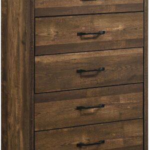 24/7 Shop at Home Camberley Farmhouse 5-Drawer Wood 31 in. Chest, Tall Dresser for Bedroom, Hallway, Nursery, Closets, Walnut Brown