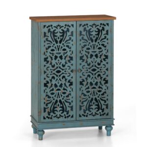 sophia & william tall storage cabinet 47.4", decorative cabinet with storage, 2-door accent cabinet, for living room, dining room, blue