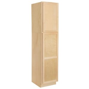 quicklock rta (ready-to-assemble) | base kitchen cabinets - shaker style | 100% plywood | made in america | soft close hardware (raw maple, 24" d x 18" w x 84" h pantry)