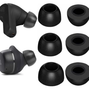 JNSA Memory Foam Ear Tips Noise Canceling Foam Tip Compatible with JBL Vibe 200TWS / Tune 130NC TWS/Free X/Live 300TWS,No Silicone Eartips Pain, Fit in Charging Case, 3 Pairs (S/M/L, Black) 214b3