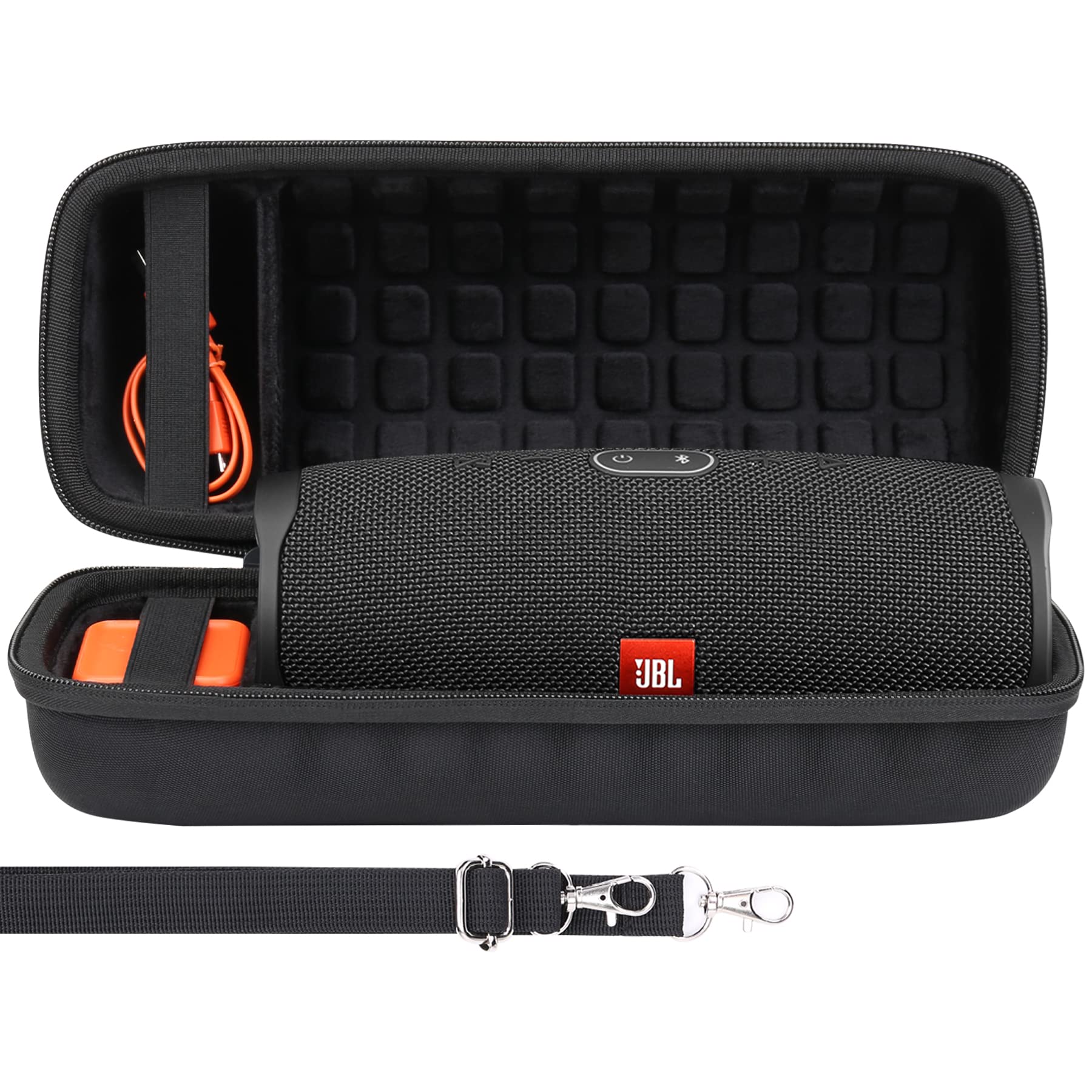 co2CREA Hard Travel Case Replacement for JBL Charge 4 / Charge 5 Waterproof Bluetooth Speaker (Black Case)