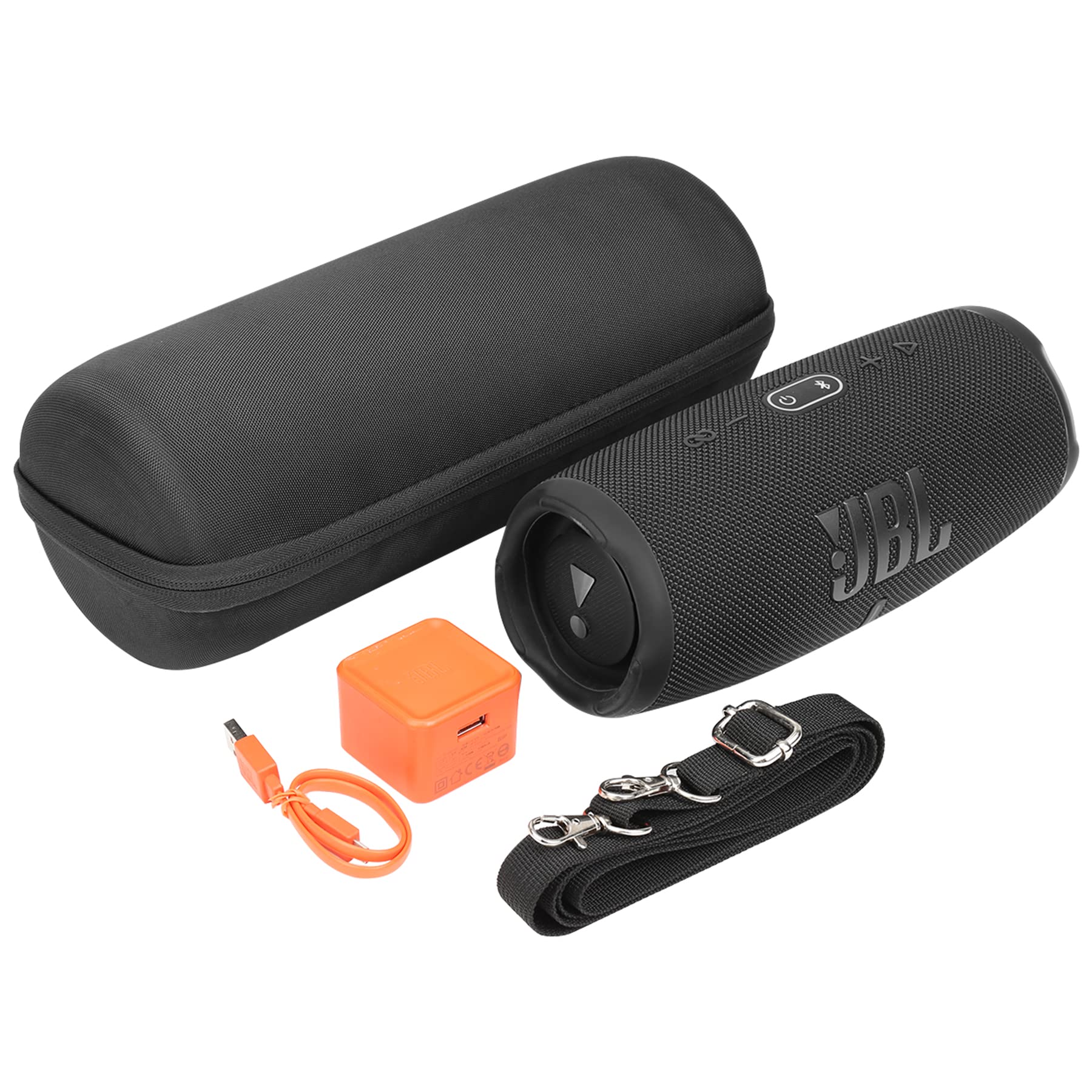 co2CREA Hard Travel Case Replacement for JBL Charge 4 / Charge 5 Waterproof Bluetooth Speaker (Black Case)