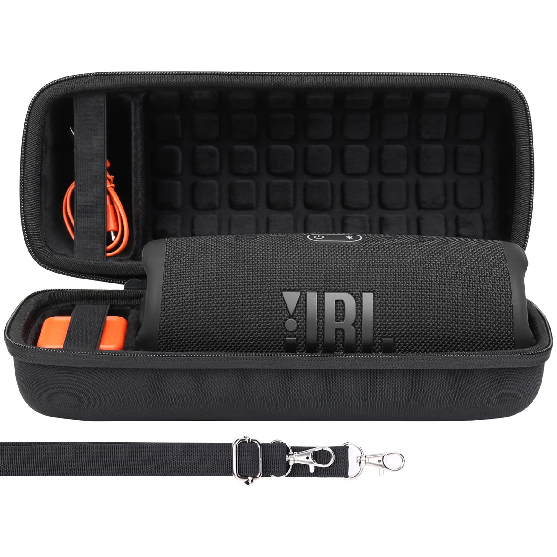 co2CREA Hard Travel Case Replacement for JBL Charge 4 / Charge 5 Waterproof Bluetooth Speaker (Black Case)