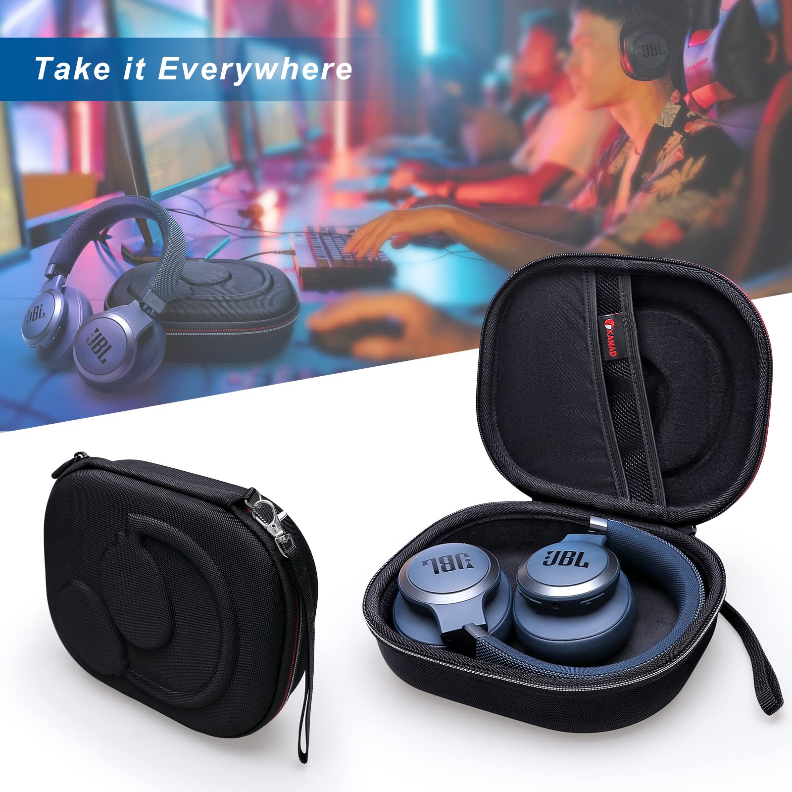 XANAD Black Case for JBL Tune or JBL Live Headphones,for JBL Tune 520BT/720BT/510BT/660NC/700BT/710BT/760NC/750BTNC/ 660 BTNC/560BT/500BT/E45BT or JBL Live 650BTNC / 460NC / 400BT / 500 BHeadset