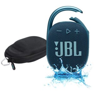 jbl clip 4 waterproof portable bluetooth speaker bundle with megen protective hardshell case (blue)