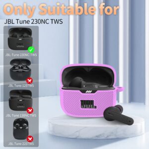 YIPINJIA for JBL Tune 230NC TWS Case Cover, Silicone Protective Portable Scratch Shock Resistant Cover ONLY Compatible with JBL 230NC Earbuds Charging Case with Carabiner(Lavender)