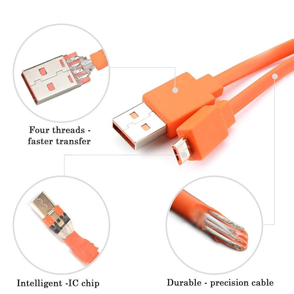 Alitutumao Replacement Flip 3 Flat USB Micro Charging Cable Flip 4 Charger Cord Compatible with JBL Charge 3 Flip 4 Pulse 3 Charge 2 Flip 2 Pulse 2 Go Trip Clip Charge 2 Plus Wireless Speaker, 3.3FT