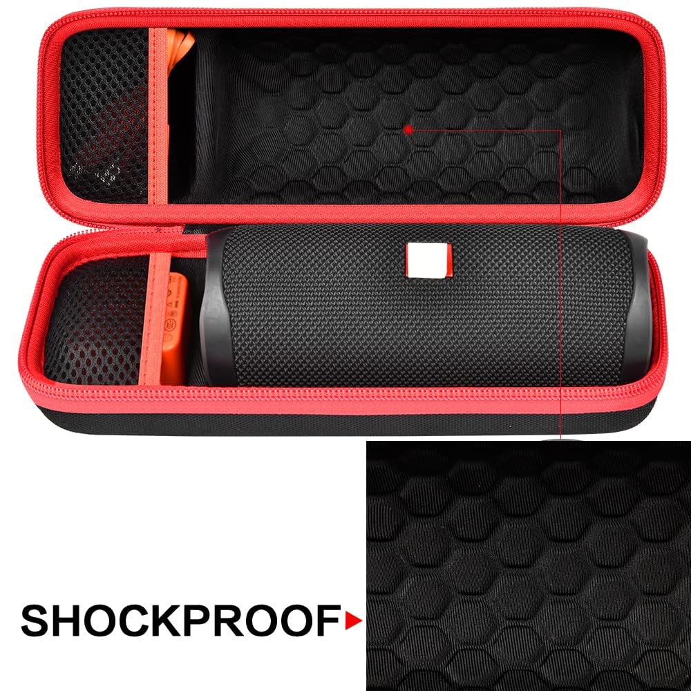 Case for JBL Flip 5/for Flip 6 Waterproof Portable Bluetooth Speaker, Travel Storage Accessories Bag Fits for JBL flip 4, USB Cable and Adapter Not Included - Black and Red