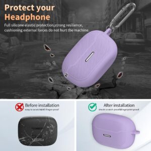 YIPINJIA for JBL Endurance Race Case Cover, Silicone Protective Portable Scratch Shock Resistant Cover Compatible with JBL Endurance Race Earbuds Charging Case with Carabiner(Purple)