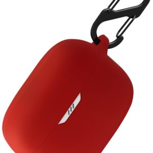 Geiomoo Silicone Carrying Case Compatible with JBL Tune 230NC TWS, Portable Scratch Shock Resistant Cover with Carabiner (Red)