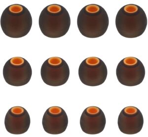 alxcd eartips compatible with jbl live 300 tune 125tws headphones, 6 pairs s/m/l sizes replacement silicone earbud tips, compatible with tune 125tws live300，black/orange