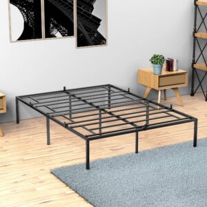 coucheta full metal platform bed frame with sturdy steel bed slats,mattress foundation no box spring needed large storage space easy to assemble non-shaking and non-noise black (full)