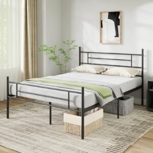 Novilla Metal Full Size Bed Frame with Headboard and Footboard, 14 Inch Platform Bed Frame with Storage No Box Spring Needed, Strong Metal Slats Support