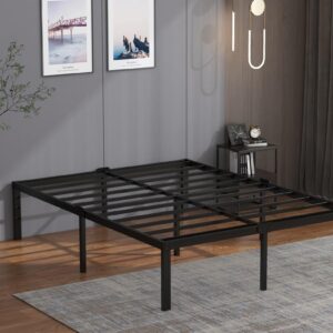 AROMUSTIME 16 Inch Standard Metal Platform Bed Frame / 3,000 lbs Heavy Duty Steel Slat Easy Assembly Mattress Foundation/Noise Free/Box Spring Replacement, Queen