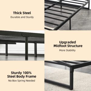 IDEALHOUSE King Bed Frame Low Profile, 6 Inches Black Metal King Size Platform Bed Frame, Mattress Foundation, No Box Spring Needed