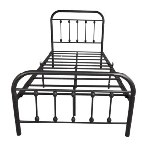 Metal Bed Frame, Twin Size Platform Bed Frame, Mattress Foundation with Headboard ＆ Footboard, Steel Slat Support/No Box Spring Needed (Twin)