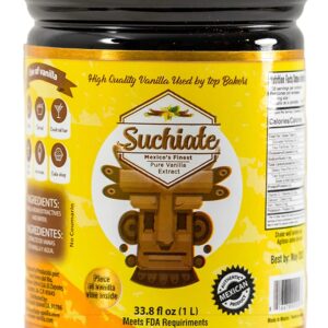 Suchiate Pure Vanilla 33.8oz (1 Liter) | Mexican Vanilla for Baking and Desserts | Made with Real Vanilla Bean | Vainilla Mexicana