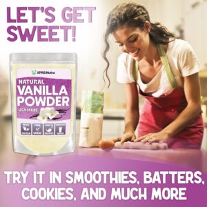 XPRS Nutra Vanilla Flavoring Powder - Fresh Vanilla Powder - Premium Vanilla Powder for Baking Pure Vanilla Bean Powder Flavoring - Make Vanilla Sugar for Baking Vanilla Powder for Coffee (12 Ounce)