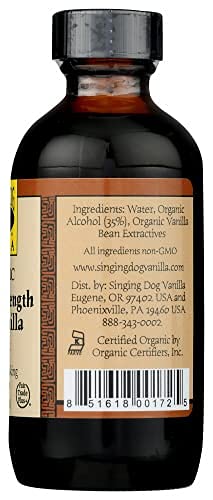 Singing Dog Organic Double Strength Pure Vanilla Extract, 4oz