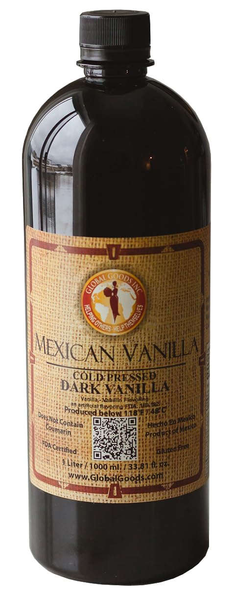 Pure Dark Mexican Vanilla Extract (Dark, 1 liter, 33.81 fl oz)