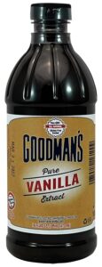 goodman's pure vanilla extract - gluten-free, non-gmo, kosher, low carb & low calorie - madagascar bourbon vanilla extract ideal for baking, cooking & more - no animal products, no sugar (16oz bottle)