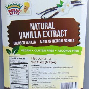 Pure vanilla extract without alcohol / Natural Vanilla Extract / Alcohol Free / Without Alcohol / Bourbon Vanilla / Vegan / Gluten Free / 176 fl oz / 5 Litres / Halal