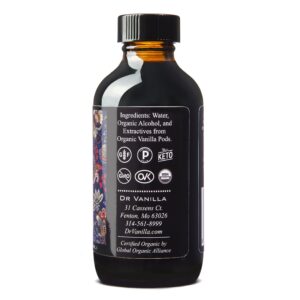 Organic Natural Vanilla Extract (4oz) - Bourbon, Madagascar, Kosher, non-GMO, sugar free, gluten free, and additive free