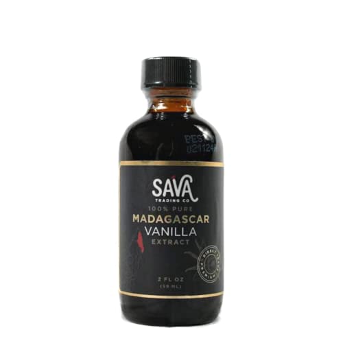 SAVA Madagascar Vanilla Extract – 100% Pure Vanilla Extract from High-Quality Madagascar Vanilla Beans – No Sugar Added Gourmet Vanilla Extract – Baking Supplies (2 Oz)