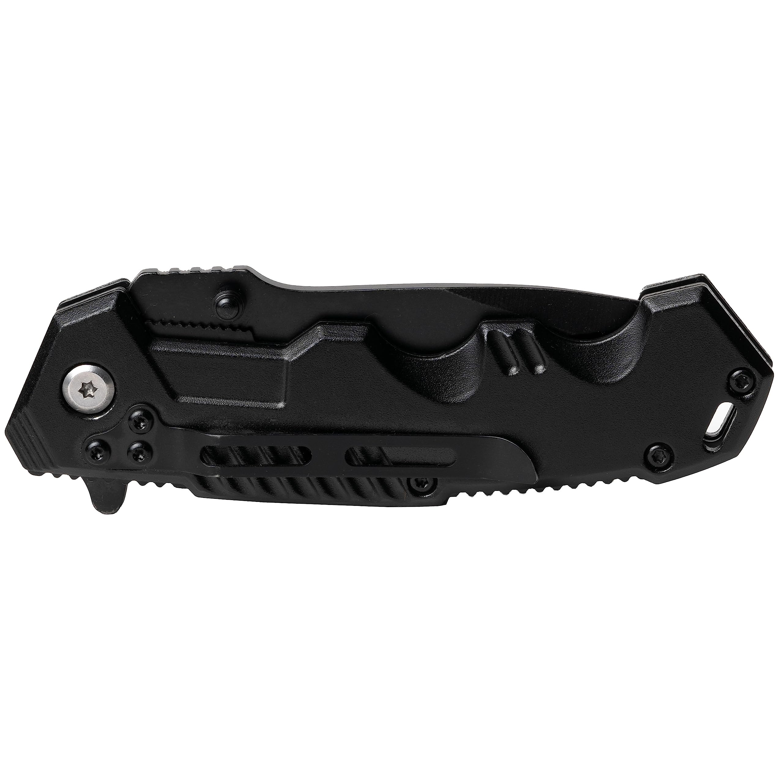 ROLSCH - Black Tactical Knife - Spring Assisted Folding Knife – Black Stainless Steel Blade and Black Aluminum Handle with Pocket Clip - Great Folding Knife for Hunting, Camping, Survival, Tactical, EDC